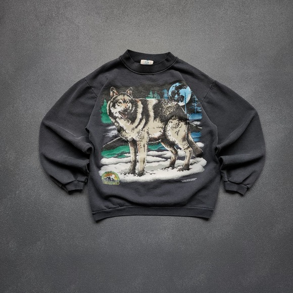 American Vintage | Sweaters | Vintage National Wildlife Wolf Sweater ...